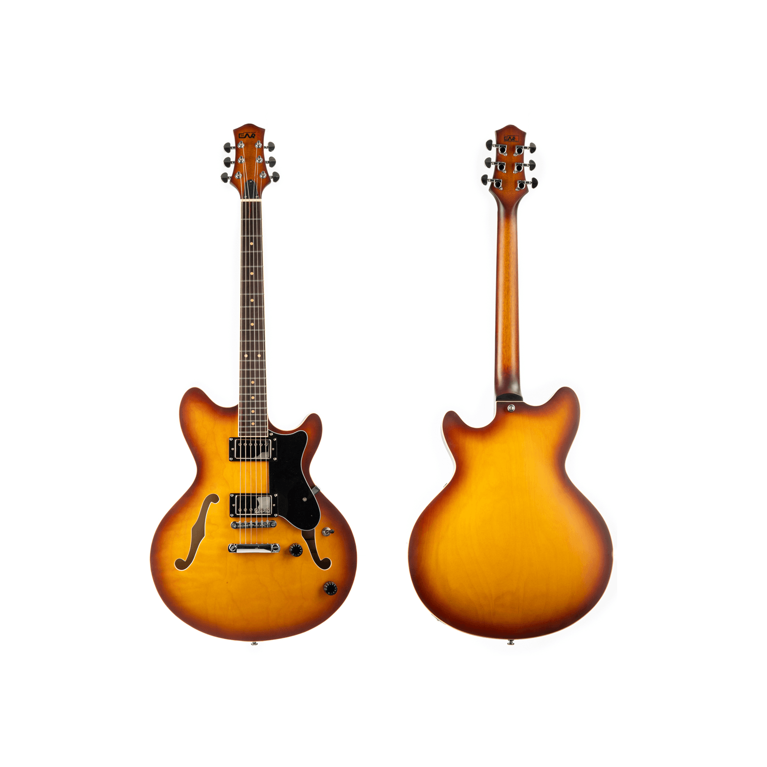 EART Guitars, E-325, Semi Hollow Full Electric Guitar, Satin Tobacco B ...